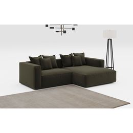 Ecksofa Inosign "L-Form" Sofas Gr. B/H: 284 cm x 72 cm, Flachgewebe LEINENOPTIK, Recamiere rechts, grün (hunter)