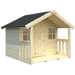 Spielhaus Palmako "Felix 1,9 m²", beige (natur), Spielhäuser, KinderB:216cm H:169cm T:184cm, Holz, mit Terrasse, B:216cm H:169cm T:184cm