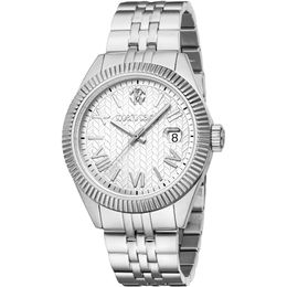 Quarzuhr Roberto Cavalli "Uomo Classico III", silber (silberfarben, silberfarben), Armbanduhren, Herren, Armbanduhr, Herrenuhr, Edelstahlarmband, analog, Tag