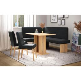 Eckbankgruppe Home Affaire "Emma Essgruppe Esszimmer Küche" Sitzmöbel-Sets Gr. B/H: 185cm x 90cm, Microfaser, Langer Schenkel rechts, schwarz (schwarz (romeo 8021)) Eckbank Tisch Stühle Landhaus