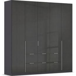 Drehtürenschrank Rauch "Kleiderschrank Schrank Garderobe AGORDO mit Dekor- oder Hochglanzfront" Schränke Gr. B/H/T: 226cm x 229cm x 54cm, 5 St., grau (graumetallic/hochglanz effektgrau) mit Außenschubkästen, in 6 Breiten und 2 Höhen MADE IN GERMANY