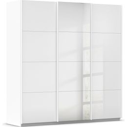 Schwebetürenschrank Rauch "Kleiderschrank Kleiderschränke Schrank Garderobe AGORDO mit Glasfront" Schränke Gr. B/H/T: 203 cm x 210 cm x 62 cm, 3 St., weiß (alpinweiß, glas kristallweiß) durchdachte Innenausstattung, in 4 Breiten und 2 Höhen MADE IN GERMANY