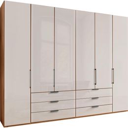 Falttürenschrank Wiemann "Monaco mit hochwertige Beschläge inkl. Schubladendämpfung" Schränke Gr. B/H/T: 295,3 cm x 216 cm x 58 cm, 6 St., braun (bianco, eiche, nachbildung, glas champagner) Drehtürenschrank Kleiderschrank unempfindlichen Glasfront, Made in Germany