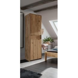 Drehtürenschrank Home Affaire "Huven, Kleiderschrank, viel Stauraum, Aufbewahrung", braun (wildeiche, na), B:54cm H:218cm T:65cm, Massivholz, Schränke, Massiv Eiche, unterschiedliche Schrankbreiten erhältlich "218cm Hoch"