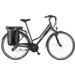 E-Bike Telefunken "Expedition XT480" E-Bikes Gr. 48 cm, 28 Zoll (71,12 cm), grau (anthrazit) Pedelec, Elektrofahrrad für Damen, Trekkingrad