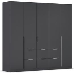 Drehtürenschrank Rauch "Kleiderschrank Schrank Garderobe AGORDO mit Dekor- oder Hochglanzfront" Schränke Gr. B/H/T: 226 cm x 210 cm x 54 cm, 5 St., grau (graumetallic) mit Außenschubkästen, in 6 Breiten und 2 Höhen MADE IN GERMANY