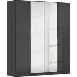 Drehtürenschrank Rauch "Kleiderschrank Schrank Garderobe AGORDO mit Dekor- oder Hochglanzfront" Schränke Gr. B/H/T: 181 cm x 210 cm x 54 cm, 4 St., grau (graumetallic, effektgrau hochglanz) durchdachte Innenausstattung, in 6 Breiten und 2 Höhen MADE IN GERMANY