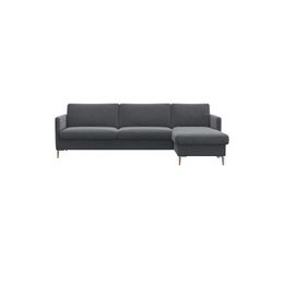 Ecksofa FLEXLUX "Fiore, super Sitzkomfort durch Kaltschaum im Sitz, L-Form", grau (soft grau), B:247cm H:85cm T:92cm, 100% Polyester, Sofas, Ecksofa, schmale Armlehnen, F&uuml;&szlig;e Alu+ Eiche