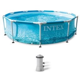 Framepool Intex "Beachside" Schwimmbecken Gr. Ø/B/H/L: 305 cm x Breite Höhe 76 cm x Länge, 4485 l, blau ØxH: 305x76 cm