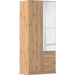 Drehtürenschrank Rauch "Kleiderschrank Schrank Garderobe AGORDO mit Dekor- oder Hochglanzfront" Schränke Gr. B/H/T: 91 cm x 210 cm x 54 cm, 2 St., braun (eiche artisan) mit Außenschubkästen, in 6 Breiten und 2 Höhen MADE IN GERMANY