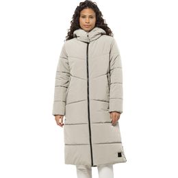 Funktionsmantel Jack Wolfskin "KAROLINGER LONG COAT W", Damen, Gr. M (38/40), beige (seal), Obermaterial: 100% Polyamid, sportlich, hoch geschlossener Ausschnitt, Mäntel, mit Kunstfaserfüllung