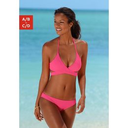 Triangel-Bikini Bench., Damen, Gr. 38, Cup C/D, pink, Polyamid, unifarben, Bikini-Sets, in Wickeloptik