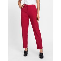 Bundfaltenhose Inspirationen, Damen, Gr. 19, Kurzgrößen, rot, 63% Polyester, 33% Viskose, 4% Elasthan, meliert, lang, Hosen