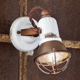 Ferroluce Wandlampe C1675/1 mit Korb, 1flg., weiß