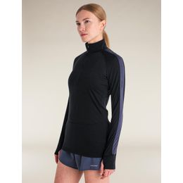 Icebreaker 125 ZoneKnit™ Merino Blend Half-Zip-Thermo-Langarmshirt - Frau - Black/graphite - Größe XL