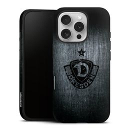 DeinDesign iPhone 16 Pro Handy Panzer Handyh&uuml;lle robuste Outdoor H&uuml;lle Schutzh&uuml;lle matt Sg Dynamo Dresden Official Licensed Product Vintage Tough Case