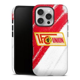 DeinDesign iPhone 16 Pro Handy Panzer Handyh&uuml;lle robuste Outdoor H&uuml;lle Schutzh&uuml;lle gl&auml;nzend 1. Fc Union Berlin Logo Official Licensed Product Tough Case