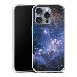 DeinDesign iPhone 16 Pro Handy Silikon H&uuml;lle Case wei&szlig; Handyh&uuml;lle Galaxy Weltall Weltraum Silikon Case