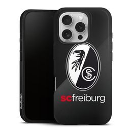 DeinDesign iPhone 16 Pro Handy Panzer Handyh&uuml;lle robuste Outdoor H&uuml;lle Schutzh&uuml;lle gl&auml;nzend Sc Freiburg Lettering Logo Tough Case