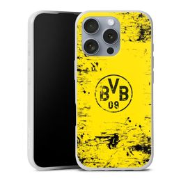 DeinDesign iPhone 16 Pro Handy Silikon H&uuml;lle Case wei&szlig; Handyh&uuml;lle Bvb Official Licensed Product Borussia Dortmund Silikon Case
