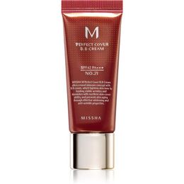 Missha M Perfect Cover BB Creme mit sehr hohem UV-Schutz kleine Packung Farbton No. 21 Light Beige SPF 42/PA+++ 20 ml