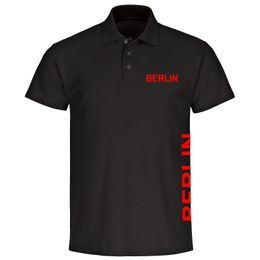 multifanshop® Poloshirt - Berlin rot - Brust & Seite - Druck rot