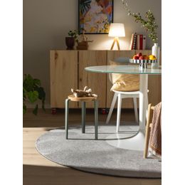 benuta Nest Waschbarer Kurzflor Teppich Nina Grau ø 150 cm rund - Moderner Kurzflor-Teppich für Wohnzimmer