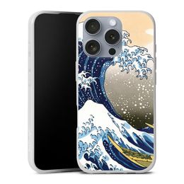 DeinDesign iPhone 16 Pro Handy Silikon H&uuml;lle Case wei&szlig; Handyh&uuml;lle Katsushika Hokusai Die Gro&szlig;e Welle Vor Kanagawa Kunst Silikon Case