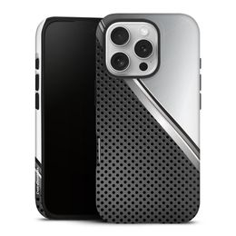 DeinDesign iPhone 16 Pro Handy Panzer Handyh&uuml;lle robuste Outdoor H&uuml;lle Schutzh&uuml;lle gl&auml;nzend Steel Metall Carbon Tough Case