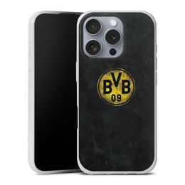 DeinDesign iPhone 16 Pro Handy Silikon H&uuml;lle Case wei&szlig; Handyh&uuml;lle Bvb Borussia Dortmund Merchandise Silikon Case