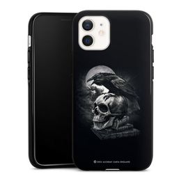 DeinDesign iPhone 12 mini Handy Silikon H&uuml;lle Case schwarz Handyh&uuml;lle Raven Skulls Skull