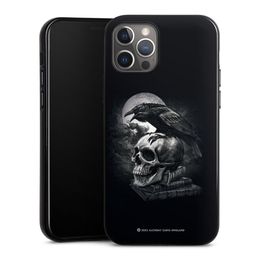 DeinDesign iPhone 12 Pro Handy Silikon H&uuml;lle Case schwarz Handyh&uuml;lle Raven Skulls Skull