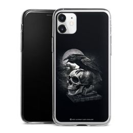 DeinDesign iPhone 11 Handy Slim Case Silikon Handyh&uuml;lle transparent H&uuml;lle extra d&uuml;nn Skulls Skull Raven Silikon Slim Case