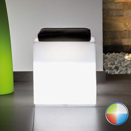 Sitzhocker Eckig mit Led aus Harz mod. Square 40x40 cm mit multicolor led mit Solarbatterie