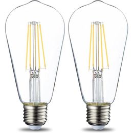 Set mit 2 Vintage-LED-Lampen, Edison-Sockel, E27, ST64, 6 w, transparentes Filament, nicht dimmbar [Energieklasse e]