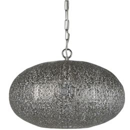 Licht-Erlebnisse Hängeleuchte Metall E27 rund ø 39 cm h: max. 120 cm Nickel glänzend Pendelleuchte