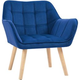 Einzelsessel Ohrensessel Relaxsessel Sessel mit Samt erhöhte Beine samtartiges Polyester skandinavisch Blau 67 x 61,5 x 71 cm - HOMCOM