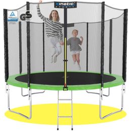 Kinetic Sports - Trampolin Outdoor salto - Kindertrampolin Gartentrampolin Set mit Leiter, Netz, Randpolster, usa Sprungtuch Grün ø 310 cm