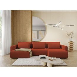 Fun Moebel - Wohnlandschaft Sofa mit Schlaffunktion chaira Stoff Curio Ziegelrot