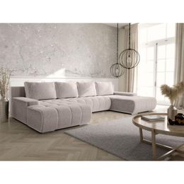 Fun Moebel - Wohnlandschaft Sofa mit Schlaffunktion vogar Stoff Poso Creme