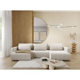 Fun Moebel - Wohnlandschaft Sofa mit Schlaffunktion chaira Stoff Curio Hellgrau