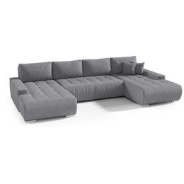 Fun Moebel - Wohnlandschaft Sofa mit Schlaffunktion vogar Stoff Aston Dunkelgrau