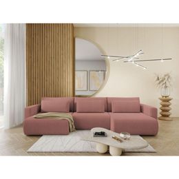 Fun Moebel - Wohnlandschaft Sofa mit Schlaffunktion chaira Stoff Curio Rose