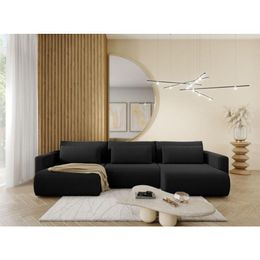 Fun Moebel - Wohnlandschaft Sofa mit Schlaffunktion chaira Stoff Curio Schwarz