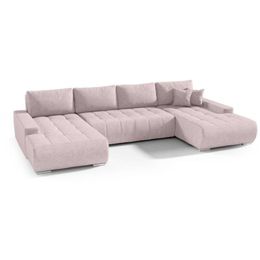 Fun Moebel - Wohnlandschaft Sofa mit Schlaffunktion vogar Stoff Aston Blush