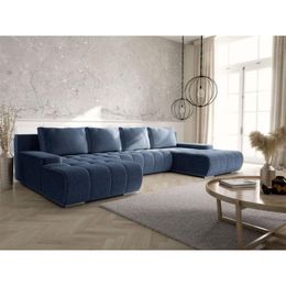 Fun Moebel - Wohnlandschaft Sofa mit Schlaffunktion vogar Stoff Poso Blau