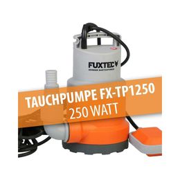 Fuxtec - Tauchpumpe Schmutzwasserpumpe Wasserpumpe 250 Watt, max. 6000 l/h, max. 6 m Förderhöhe, Fremdkörper bis 0,5cm, integrierter Schwimmerschalter