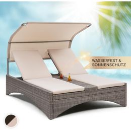 Blumfeldt - Eremitage Double Lounger Sonnenliege 2 Pers. Aluminium/Rattan taupe