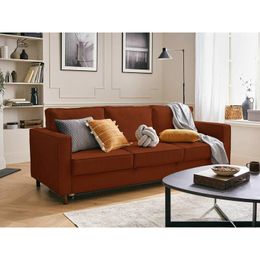 Lisa Design - Jake - 3-sitzer sofa – mit schlaffunktion – aus cord - rostfarben