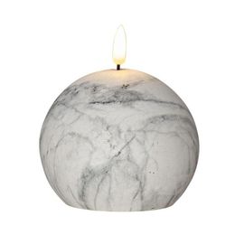 Kerze Flamme Marble, Stumpenkerze, Kugelform, Mamor-Design, led, Timer, Warmweiß, 12 cm - STAR TRADING